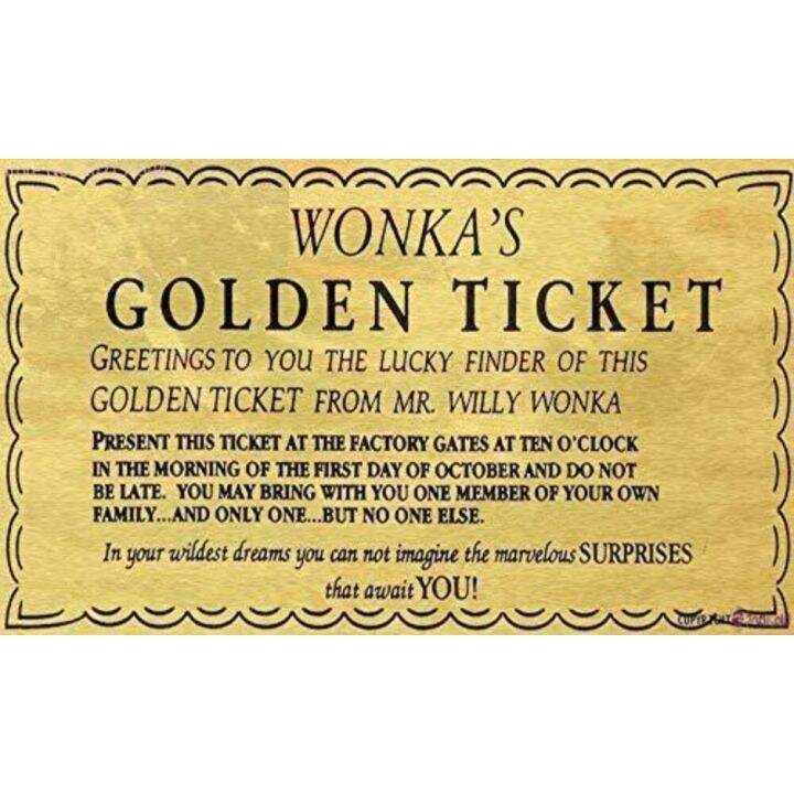 Willy Wonka Golden Ticket Charlie Chocolate Factory That Await You ...