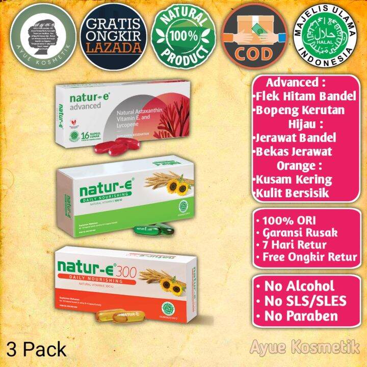 NATUR E Soft Capsul Isi 16 Paket 3 Box (Kapsul 100iu + Kapsul 300iu ...