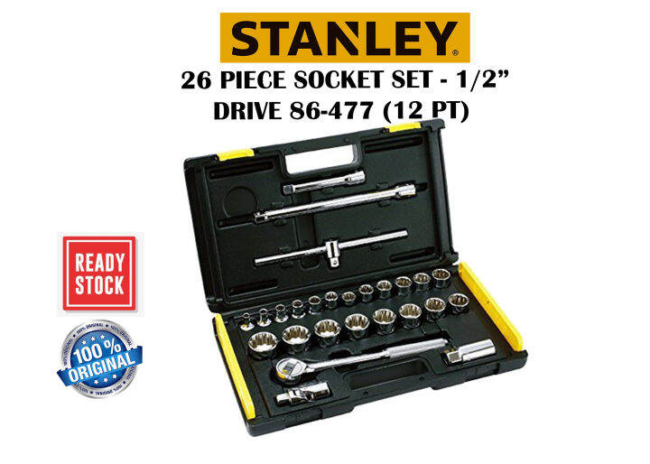 STANLEY 26 PIECE SOCKET SET - 1/2 DRIVE 86-477 (12 PT) (inches) | Lazada