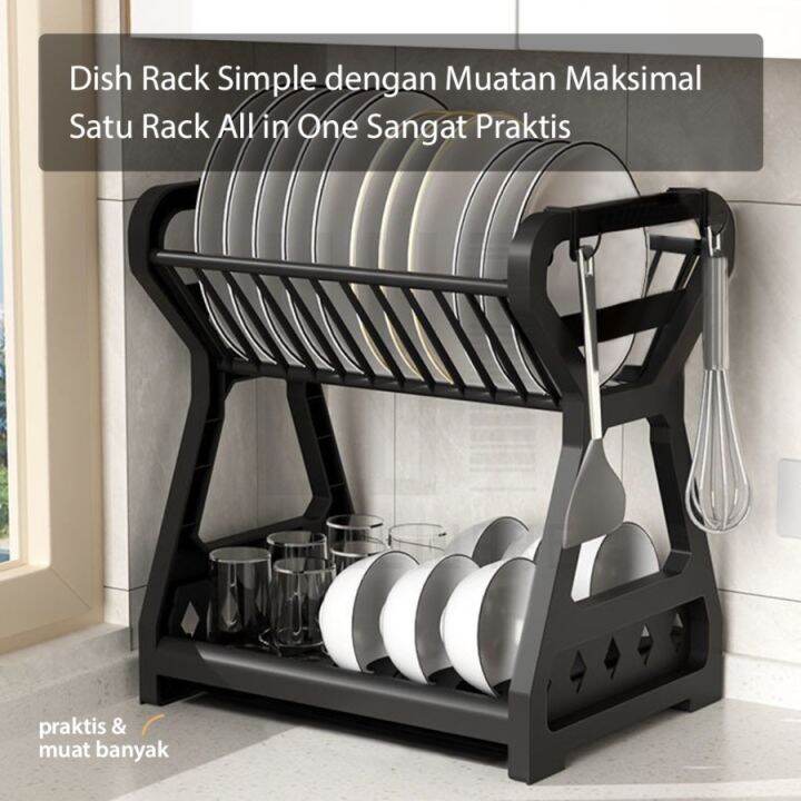 Rak Piring Dapur Baskom Rak Piring Dapur Mini 2 Susun Tempat Pengering ...