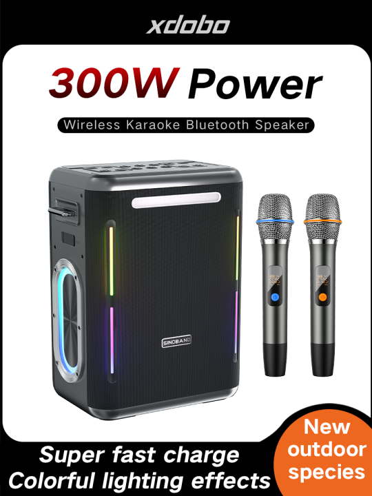 XDOBO 300W ปาร์ตี้1981 Ka-Raoke พร้อมไมโครโฟน2ตัวลำโพงบลูทูธไร้สายเบส ...