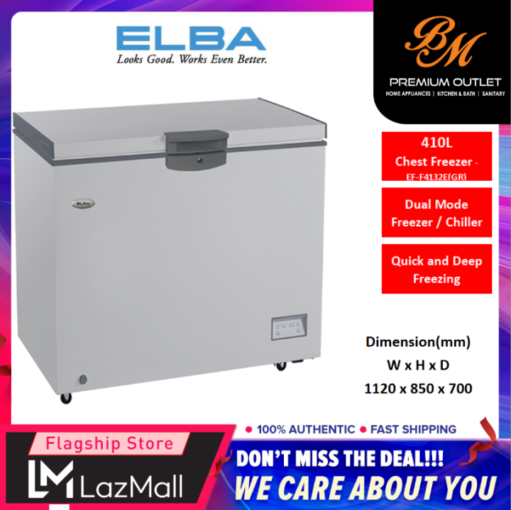ELBA 410L Dual Chiller Or Chest Freezer / Penyejuk Beku ( EF-F4132E(GR ...