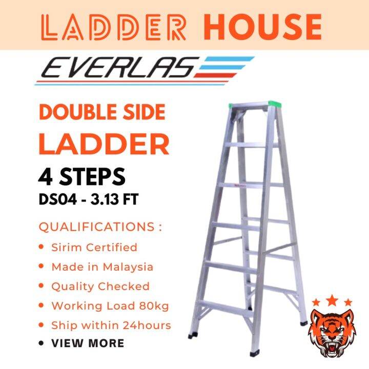 [LADDER HOUSE] EVERLAS Aluminium Double Sided Ladder - 4 Steps (DS04 ...