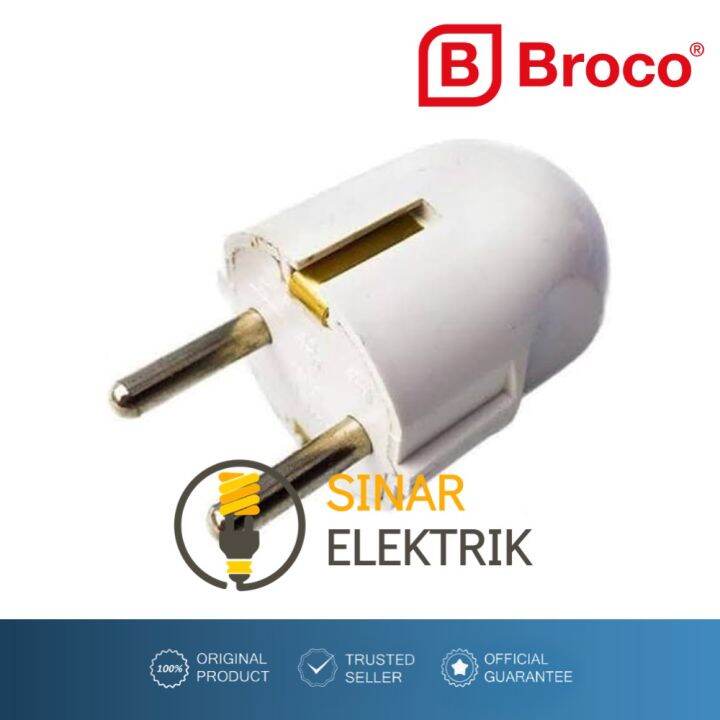 BROCO Steker Arde Putih - Colokan 2P Seteker 2 Pin Bulat 13310 | Lazada ...