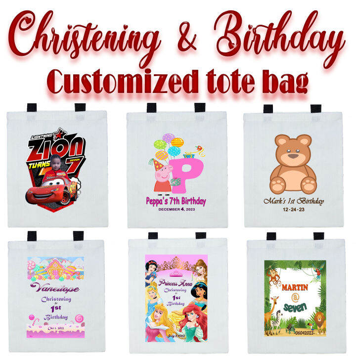 CHRISTENING BIRTHDAY CUSTOMIZED TOTE BAG FREE EDITING | Lazada PH
