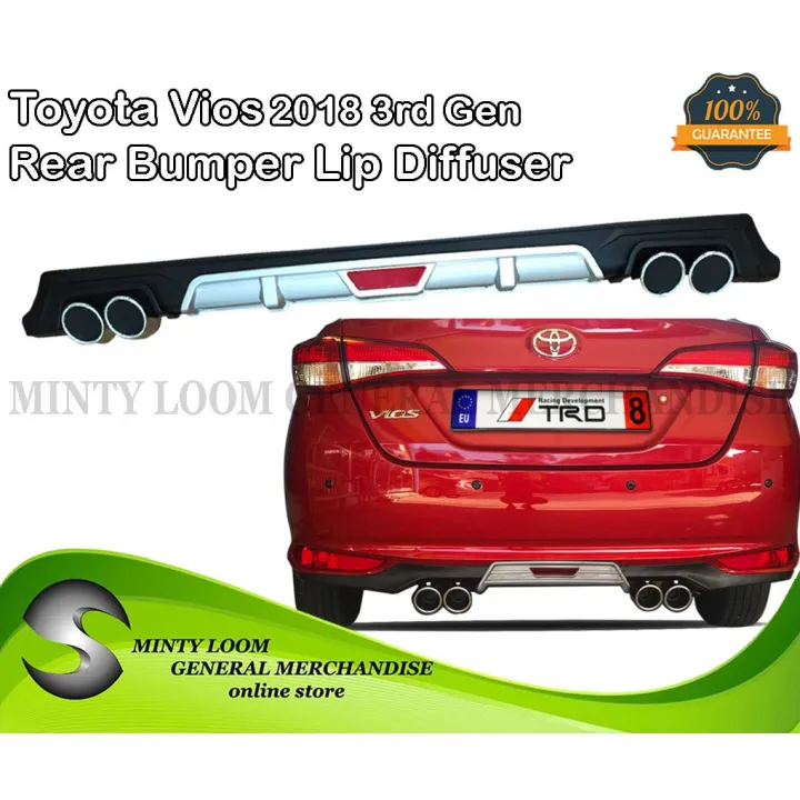 durable Toyota Vios 2018 3rd Gen Rear Bumper Lip Diffuser (Matte Bk ...