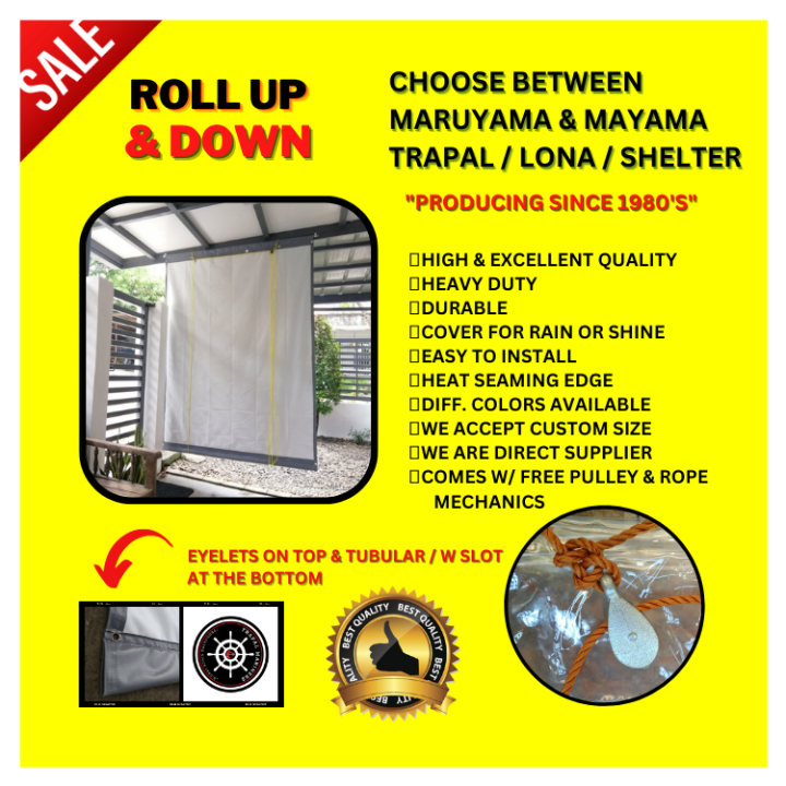 6FT x 6FT ROLL UP-DOWN PULLEY AND ROPE SET UP TRAPAL LONA S400 ...