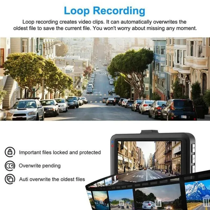 3 Inch Dash Cam Set 1080P Car DVR Loop Recording Car DVR Camera View ...