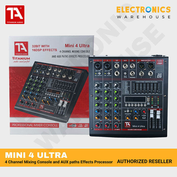 Titanium Audio Mini 4 Ultra, 4 Channel Mixing Console and AUX paths ...