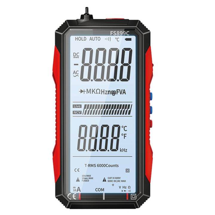 Digital Multimeter 6000 Counts True AC/DC Ammeter Voltmeter Auto ...