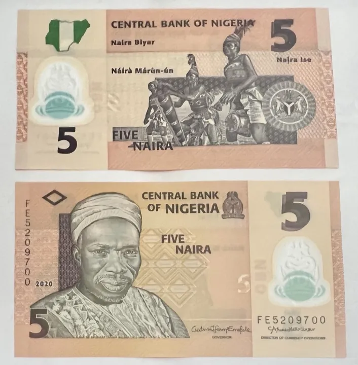Nigeria 5 Naira (1 pc) POLYMER Authentic Banknote Bill Paper Money ...