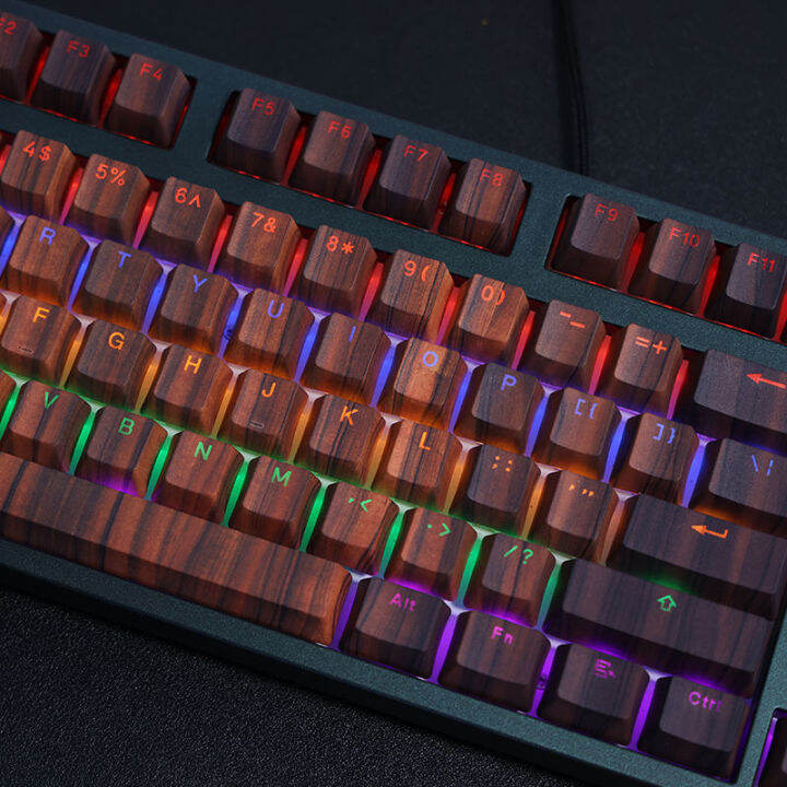 Transparent Walnut Wood Keycaps Chreey Profile Mechanical Keyboard ...