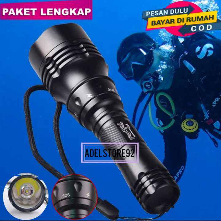 25000Lumen Tahan Air Profesional Scuba Diving Senter Lampu Penyelam Lentera Lampu LED Senter ...