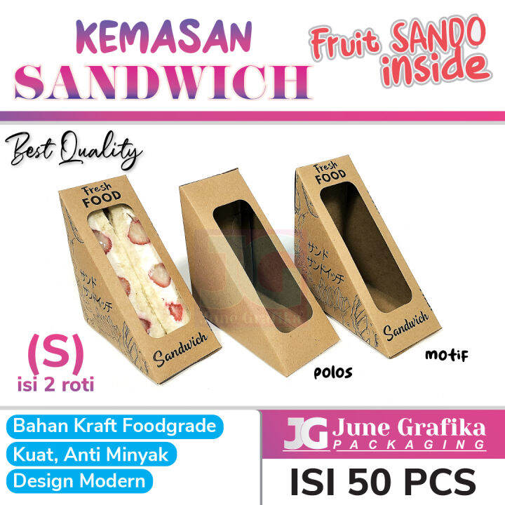 Kemasan Fruit Sando/ Box Sandwich / Packaging Kraft Sandwich / Kotak ...