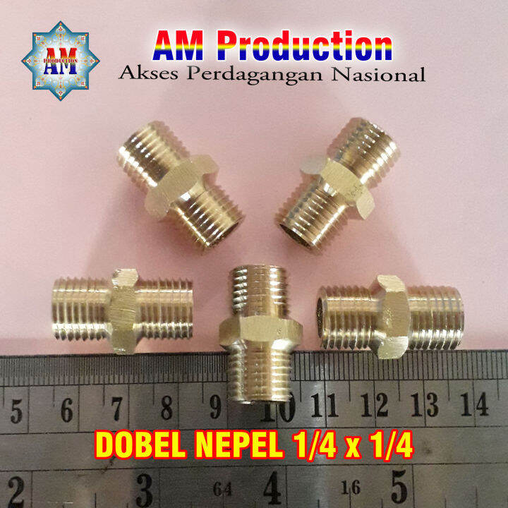 Dobel Nepel 1/4x1/4, Double Neaple 1/4x1/4, Drat Luar , Logam Kuningan , Sambungan Pipa , AM ...