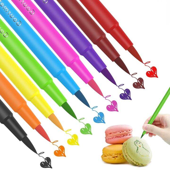 10Pcs Food Coloring Marker Pens Edible Markers Food Grade Pens for DIY ...