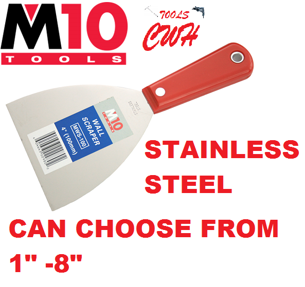 1 -8 RANGE M10 HIGH GRADE FLEX STAINLESS STEEL PUTY CEMENT SCRAPER WALL ...