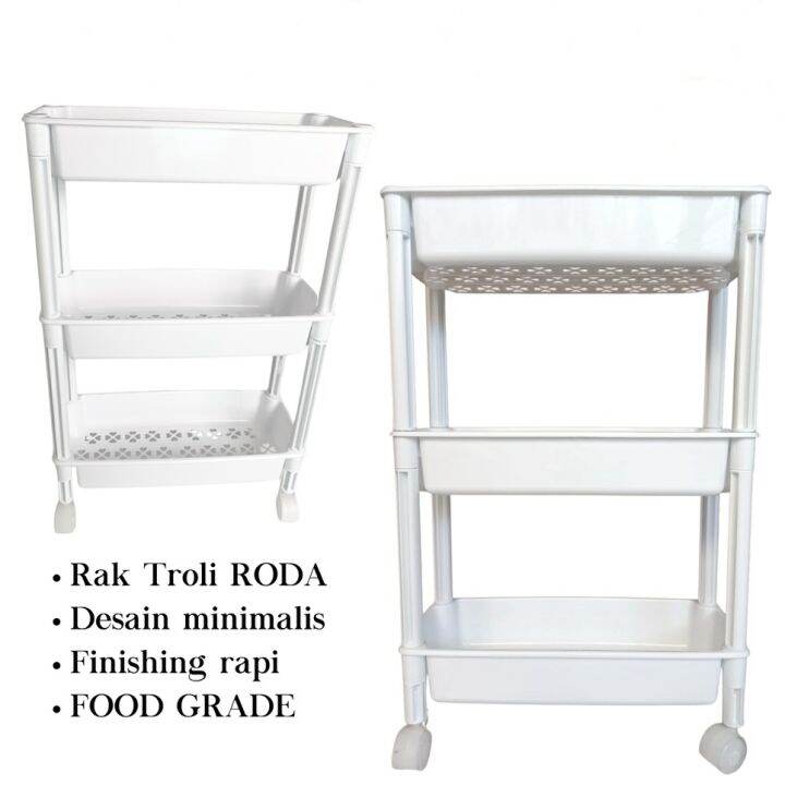 RAK TROLI SUSUN 3 / RAK SUSUN SERBAGUNA / RAK TROLI 3 SUSUN RODA ...
