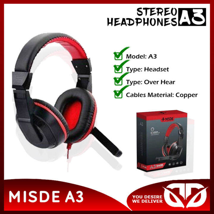 A3 Gaming Wired Bass Surround Stereo MISDE Headphone With Adjustable ...