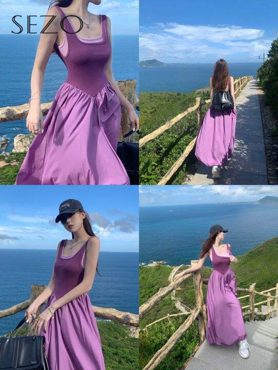 SEZO Korean Women's Clothing Y2k Fashion Fake Two Piece Open Back A ...