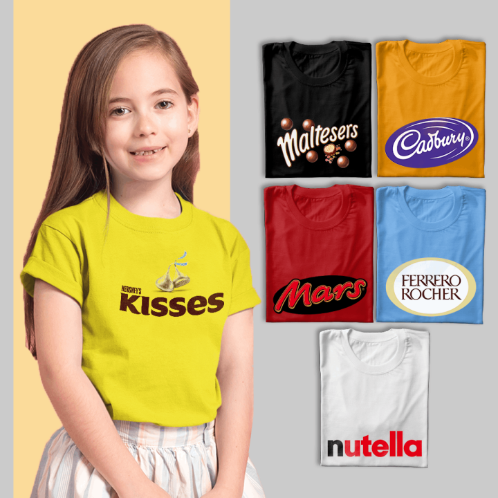 Chocolate T-Shirt Design Kisses,Nutella,Mars,Cadbury,Toblerone,Ferrero ...