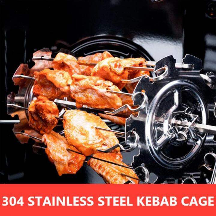 Q Kebab Cage Rotisserie Skewer Stainless Steel Forks Spit Charcoal ...