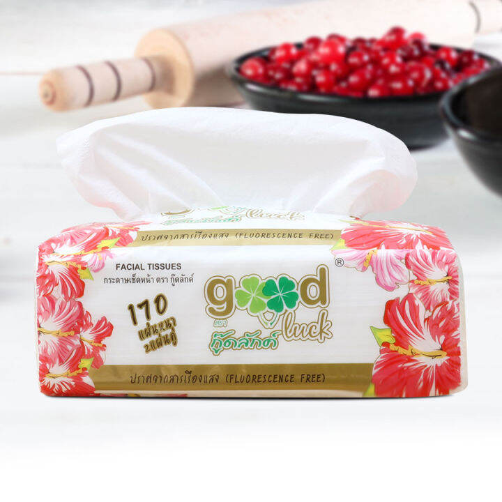 ทิชชู่ Good Luck กระดาษ เช็ดหน้า กู๊ดลักค์ 170 แผ่นหนา กระดาษทิชชู่ ...