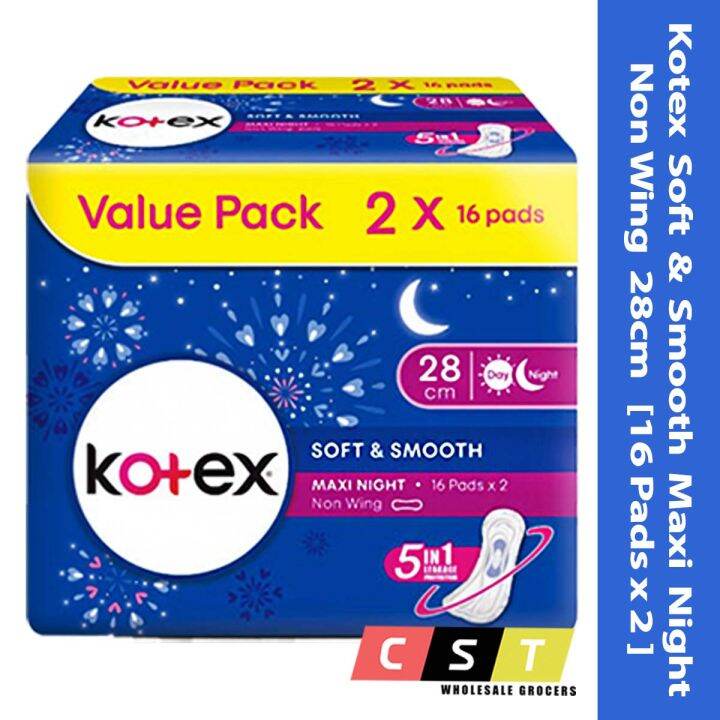 Kotex Soft & Smooth Maxi Night Non Wing 28cm [16 Pads x 2 ] | Lazada