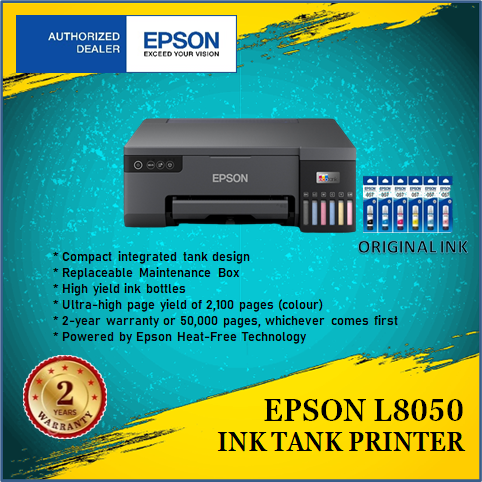 Epson EcoTank L8050 Ink Tank Photo Printer A4 ( PRINT ONLY ) | Lazada