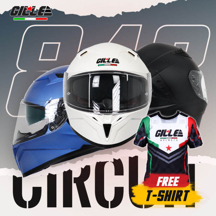 GILLE 843 CIRCUIT Full Face Dual Visor Plain Color Motorcycle Helmet ...