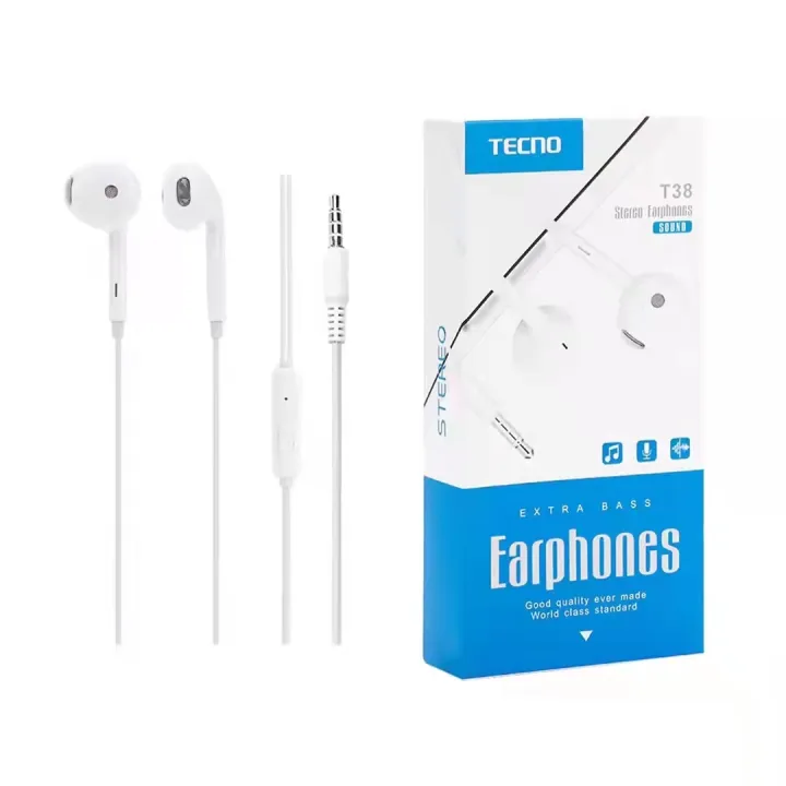 Original Tecno Music Call Headset Earphone Tecno T38 1.2M | Lazada PH