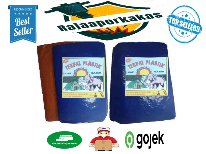 Terpal A3 6 Meter x 8 Meter Plastik Biru Oranye Cap Gajah/Terpal Kolam ...