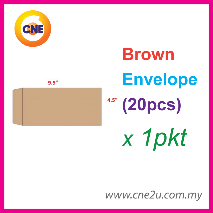 Brown Envelope 95gsm 4.5x9.5 / 4.5" x 9.5" (20's/Pkt) / 褐色信封 / Sampul ...