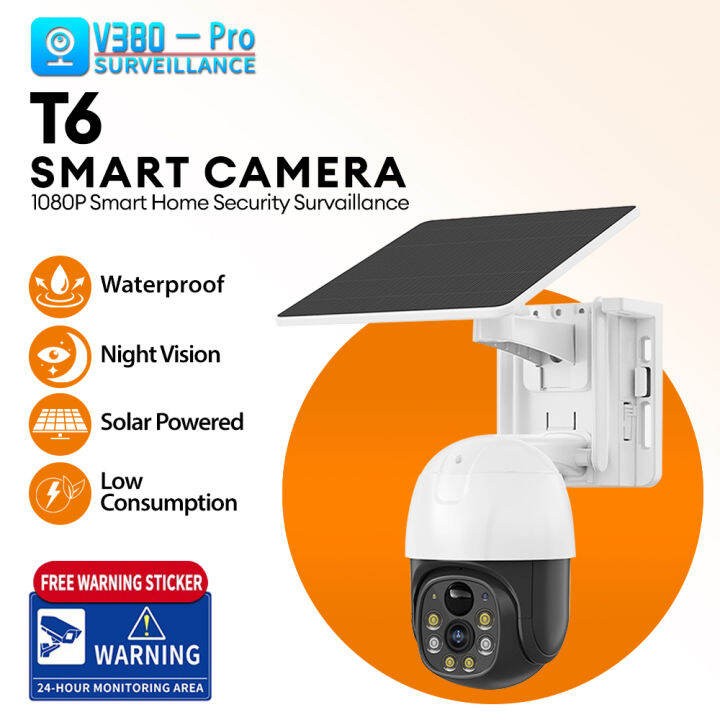 V380 PRO T6 5MP Solar Power CCTV Camera Waterproof IP65 Wireless WiFi ...