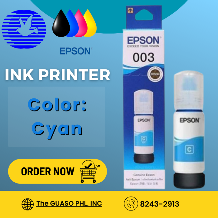 Epson Ink 003 Cyan Original Ink Bottles | Lazada PH