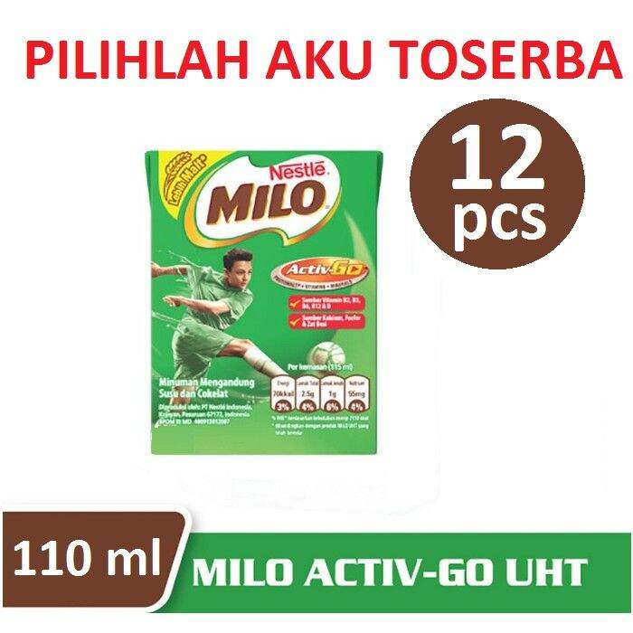 Susu Milo Kotak Coklat ACTIVE GO UHT 110 ml ( 1 PAKET ISI 12 PCS) | Lazada Indonesia