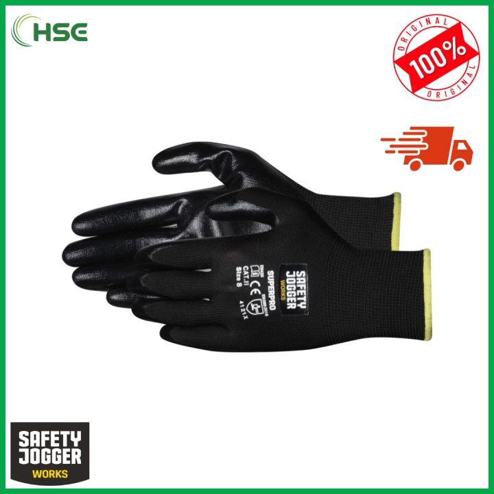 SAFETY JOGGER SuperPro 4121X PE Safety Glove Black Nitrile Coating ...