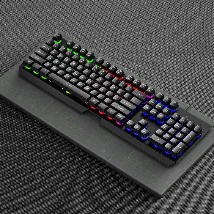 MINGSU GK60คีย์บอร์ด คีย์บอร์ดสำนักงานธุรกิจแบบมีสาย USB คีย์บอร์ดเรือง ...