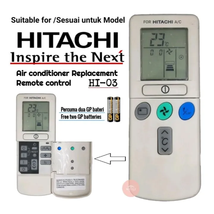 HITACHI Air Cond Air Conditioner OEM Replacement Remote Control HI-03 ...
