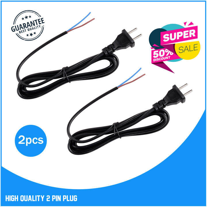 2 Pin Plug / Wire Replacement Power Cord Heavy Duty Power Supply Cable ...