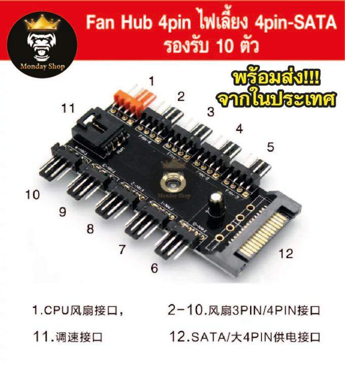 Fan Hub 4 pin ต่อพัดลมเคสได้ 10 ตัว PWN Fan Hub Board 1 To 10 หัวต่อ ...
