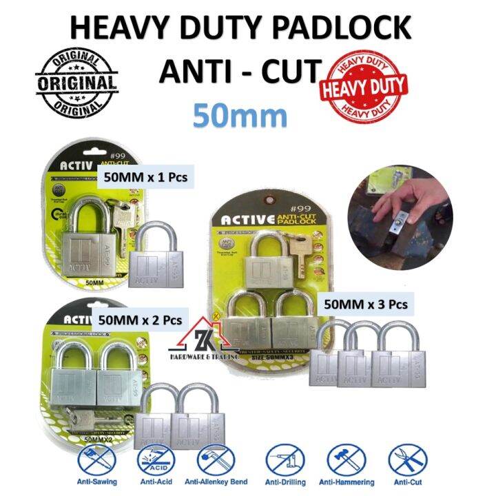 ORIGINAL ACTIVE PADLOCK HEAVY DUTY ANTI CUT ANTI RUST DOOR LOCK ALIKE ...