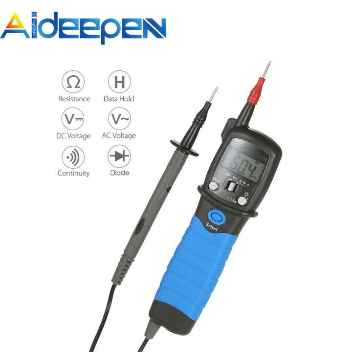 Aideepen มือถือดิจิตอลปากกาแรงไฟฟ้ามัลติมิเตอร์ AC-DC Ohm อุปกรณ์ทดสอบความต่อเนื่องความจุ ...