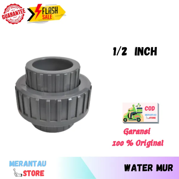 Watermur PVC Union 1/2 Inch Sok Water Mur 1/2inch Polos Sambungan Pipa ...