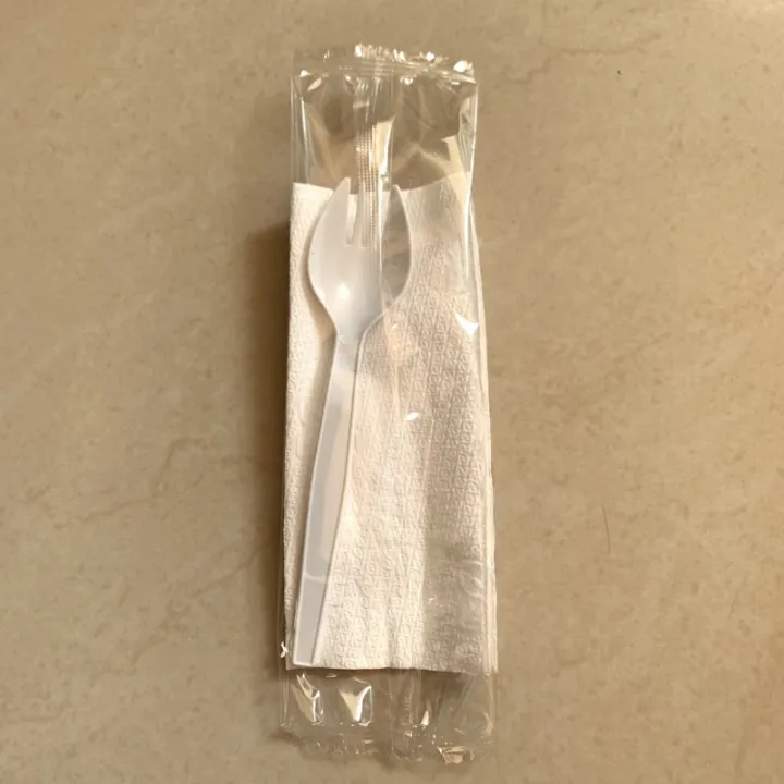 Disposable Cutlery Set Spoon Fork Spork Tissue Set Take out To go ...
