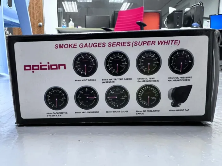 OPTION tuning 60mm Smoke gauge series meter (super white) (VACUUM ...