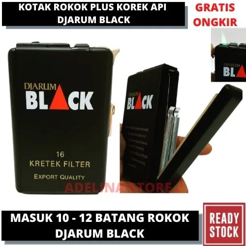 Kotak Rokok Plus Korek Api Djarum Black - Hitam / Kotak Rokok Besar ...
