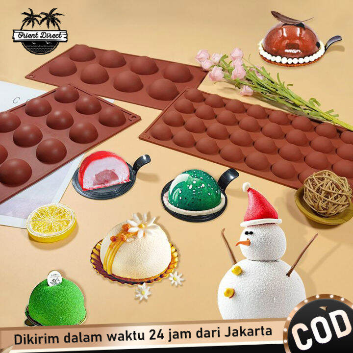 Cetakan Coklat Silikon Bulat Setengah 15/24 Lubang Bola Chocolate ...