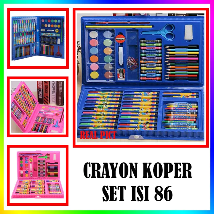 Crayon Koper 1 set isi 86 pcs Krayon Karakter Set 86 PCS (Set alat ...