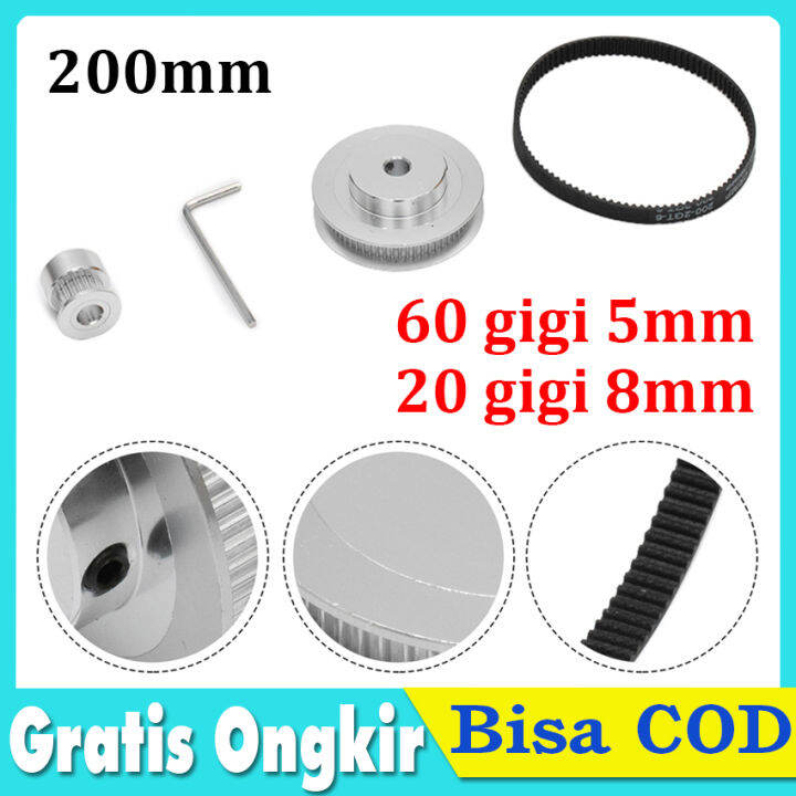 GT2 Timing Belt Loop 2GT Lebar 6Mm Perimeter 200Mm 20 Gigi Dan 60 Gigi ...